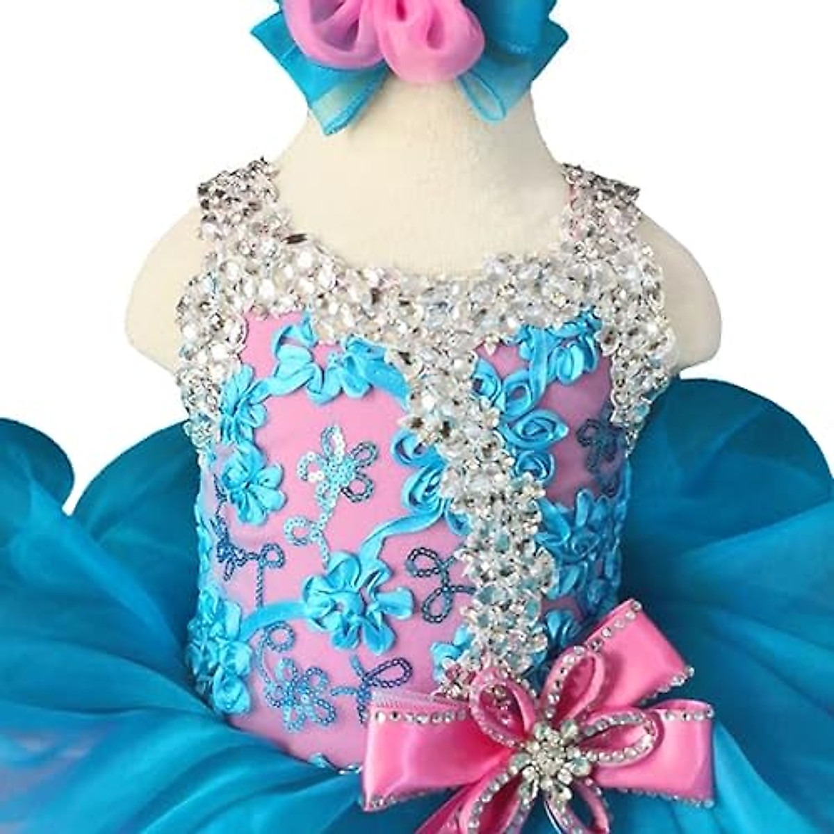 Jenniferwu G037BP Infant Toddler Baby Newborn Little Girl's Pageant Party Birthday Dress Blue Pink Size 18-24M
