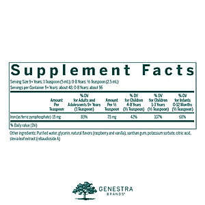 Genestra Brands Liquid Iron | Colloidal Mineral Supplement | Natural Raspberry Flavor | 8.1 fl. oz.