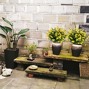 JOYGAR 8 Bundles Artificial Flowers Fake Boxwood Shrubs UV Resistant No Fade Faux Greenery Faux Plastic Lotus for Home Garden Hanging Planter Indoor Porch Patio Office Wedding Decoration(Yellow)