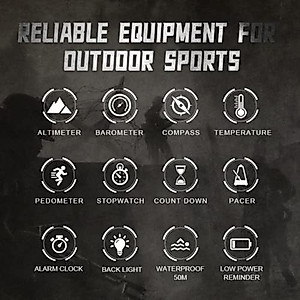 Military Watches with Compass for Men Tactical Watch Outdoor Sports Watches for Men Hiking Digital Wrist Watch with Barometer,Altimeter,Step Counter