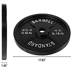Signature Fitness Cast Iron Plate Weight Plate for Strength Training and Weightlifting, 2-Inch Center (Olympic), 45LB (Single)