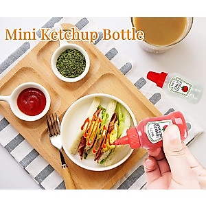 LOPURO 4Pcs Mini Ketchup Bottle, 25ml Plastic Condiment Squeeze Bottles Refillable Ketchup Soy Sauce Honey Salad Dressing Container Bottles with Screw Cap for Camping Office School BBQ Bento Box