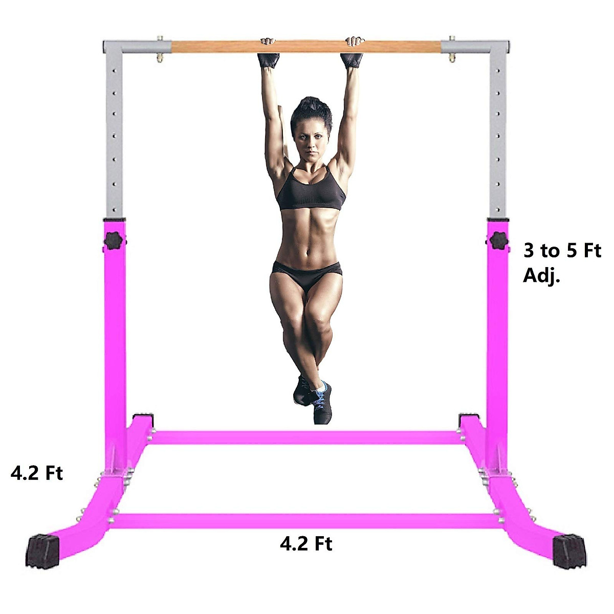 ProGymnastics, 5Ft, Athletic, Horizontal Bar, Adjustable, Kip Bars, Pink, Gymnastics, with Free Gloves, Gymnastics Bar, for Kids, Home, girls, gymnastics, monkey beam, balance set Adjustable