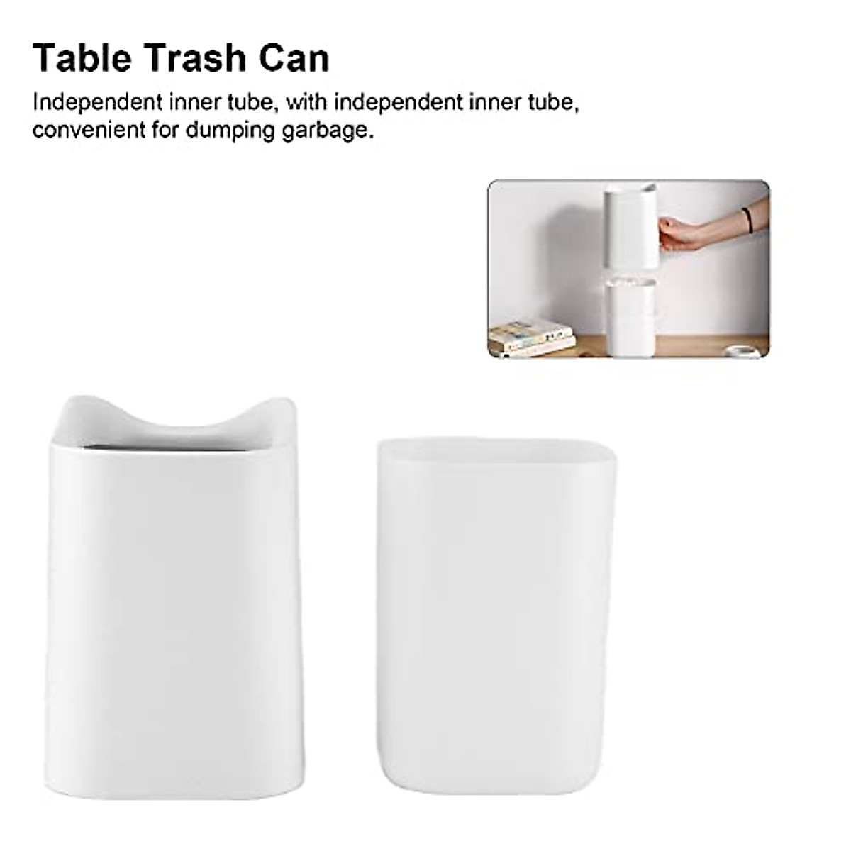 plplaaoo Plastic Mini Desktop Trash Can with Shake Lid, Trash Can, Novel Cute Mini Trash Storage Bin, Trash Basket, Plastic Mini Wastebasket Trash Can for Office Dormitory Vanity Tabletop Home(White)