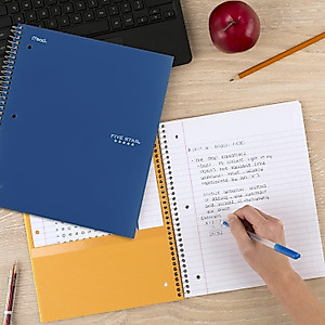 Five Star Spiral Notebook + Study App, 5 Subject, College Ruled Paper, Fights Ink Bleed, Water Resistant Cover, 8-1/2" x 11", 200 Sheets, Color Will Vary (06208)