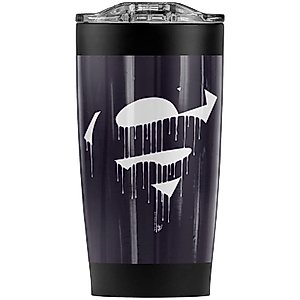Logovision Superman Dripping Stainless Steel Tumbler 20 oz Coffee Travel Mug/Cup, Vacuum Insulated & Double Wall with Leakproof Sliding Lid | Great for Hot Drinks and Cold Beverages