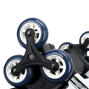 Kokiya Backpack Hand Truck Backpack Trolley Compact, Aluminum Alloy, Portable, Wheeled Hand Trolley Wheeled Cart for Travel Office, 6 Wheels Blue