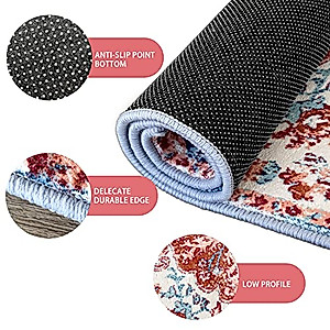 EARTHALL Boho Rug 3x5 Washable Persian Distressed Tribal Entry Throw Area Rug Faux Wool Soft Fuzzy Kitchen Rugs Non-Slip Low-Pile Indoor Accent Rug for Dining Table Living Room