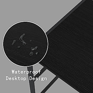 HOBINCHE Folding Small Computer Desk, Foldable Space-Saving Home Office Table, Simple Study Writing Gaming Workstation for Small Space, No Assembly Needed, Black