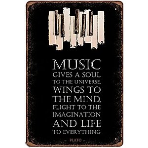 Music Poster Music Definition Music Quote Music Wall Art Music Typography Minimalist Wall Art Music Quote Print Typography Poster Novelty Tin Sign Plaque Bar Pub Vintage Retro Wall Decor 8inx12in