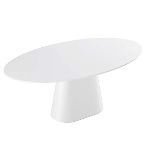 Modway Provision 75" Oval MDF Wood Dining Table in White Finish