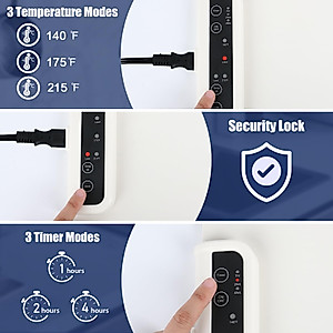 Orgthin Electric Warming Tray, Full Surface Heating Plate, Foldable Heating Mat, Silicone Food Warmer, 3 Temperature and Timing Levels for Everyday Use Gatherings Parties Holidays Picnics Buffet White
