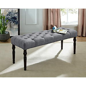 Roundhill Furniture Leviton Urban Style Dark Washed Wood Dining Set: Table, 4 Chairs and Bench, Gray