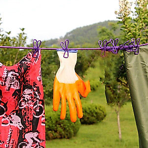 ALINNA Retractable Portable Clothesline, Travel Clothesline with 12 Clothespins for Indoor Laundry Drying, Outdoor Camping Accessories (Purple)