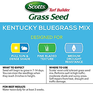 Scotts Turf Builder Grass Seed Kentucky Bluegrass Mix for a Thick, Durable Lawn with WaterSmart Plus Technology, 3 lbs.
