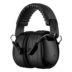 Wowteech Ear Protection Safety Muffs, NRR 28dB Earmuffs for Hearing Protection, with Padded Headband, Compact Foldable Defenders Shooting, Hunting, Mowing, Construction, a Carrying Bag, Black, Large