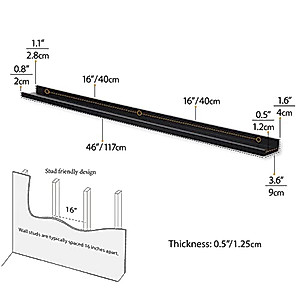 Wallniture Denver 46" Wall Shelves for Picture Frames, Floating Shelves for Wall, Picture Ledge Shelf, Set of 4, Black