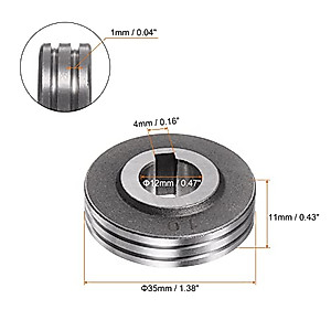 HARFINGTON 2pcs Mig Welder Wire Feed Drive Roller 35x12x11x4mm Keyway Width Roll Parts Replacement U Groove 0.04"