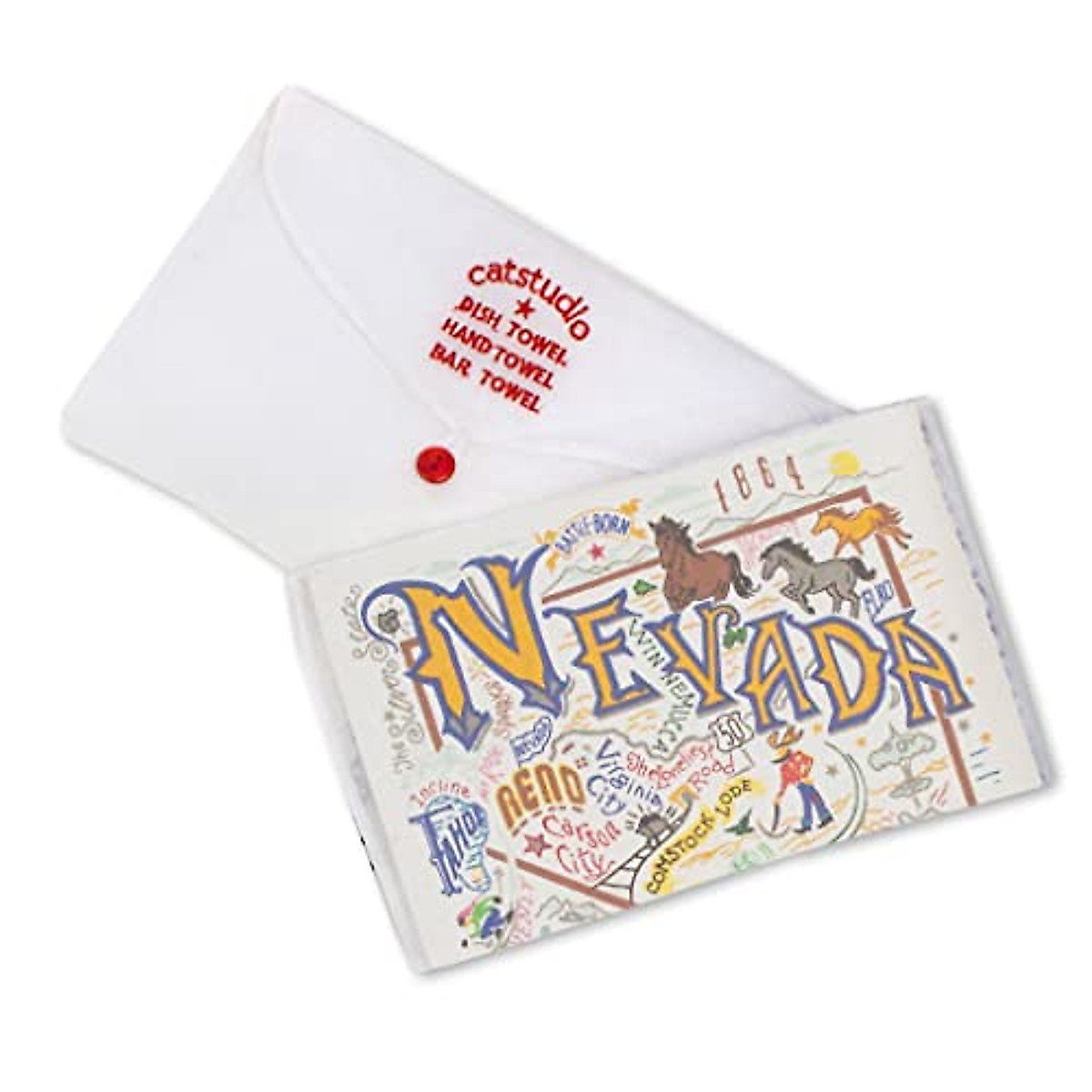 Catstudio Nevada Dish Towel - U.S. State Souvenir Kitchen and Hand Towel with Original Artwork - Perfect Tea Towel for Nevada Lovers, Travel Souvenir