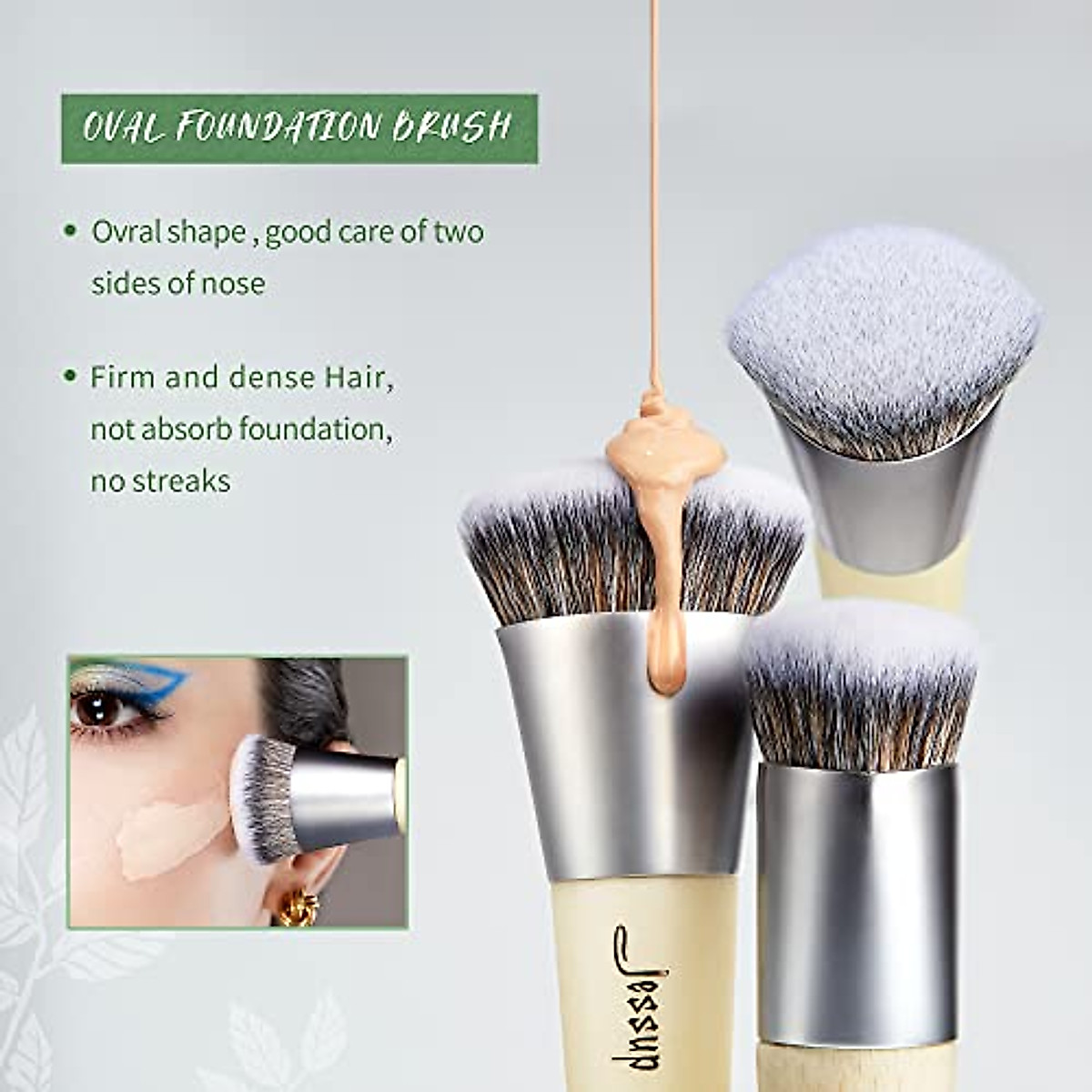 Jessup Vegan Makeup Brushes Set Premium Synthetic Powder Foundation Highlight Concealer Eyeshadow Blending Eyebrow Liner Spoolie Brush Set Burlywood 12pcs T327