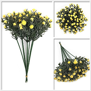 LoveniMen Artificial Mini Flowers, Gypsophila Plastic Plants Fake Flowers Wedding Bridal Bouquet Party Indoor Outdoor DIY Home Garden Verandah Corridor Table Arrangements Decoration Yellow - 20 pcs