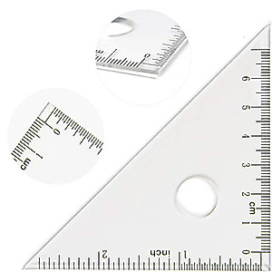 Coopay 4 Pieces Math Geometry Tool Set Includes Plastic Clear Ruler, Protractor, Triangle for School Office Home Supplies (6 inch)