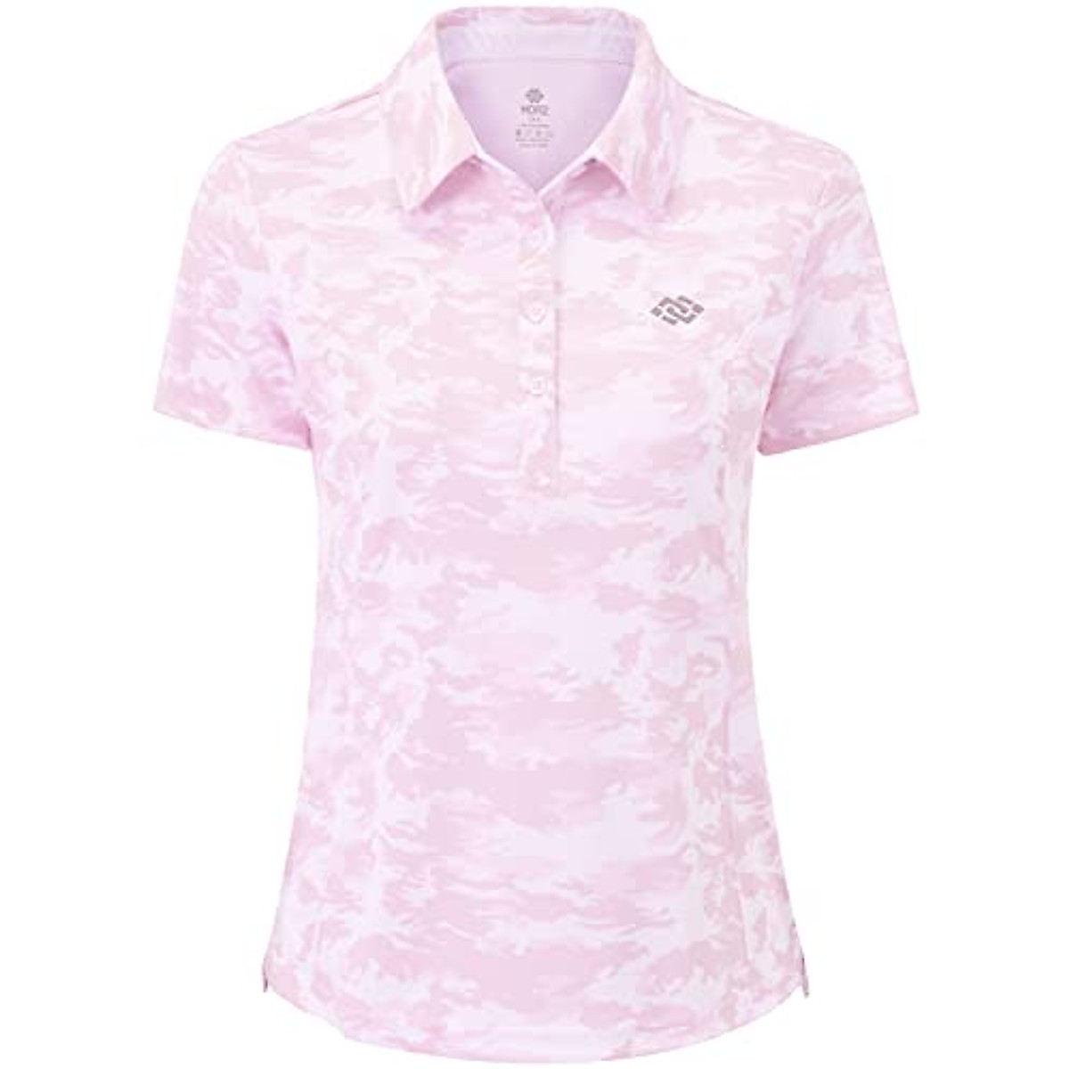 MoFiz Women Short Sleeve Golf Tops Button Down Sports Polo Shirts Lightweight Activewear Camo-Pink XL