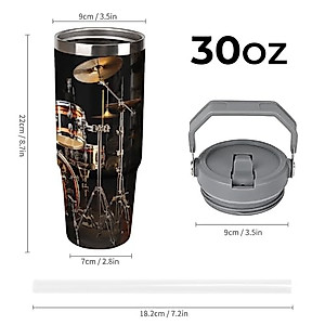YTLKGFP 30 Oz Large Capacity Car Cup Drum Set Tumbler with Handle Straw Lid Insulated Stainless Steel Water Bottle Travel Mug Leak-proof Car Cup Keeps Cold Or Hot