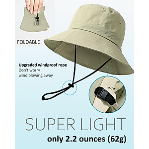 Waterproof Bucket Hat for Women Men Rain Hat UPF 50+ Wide Brim Boonie Sun Hat Foldable Summer Floppy Beach Fishing Safari Hat Light Green