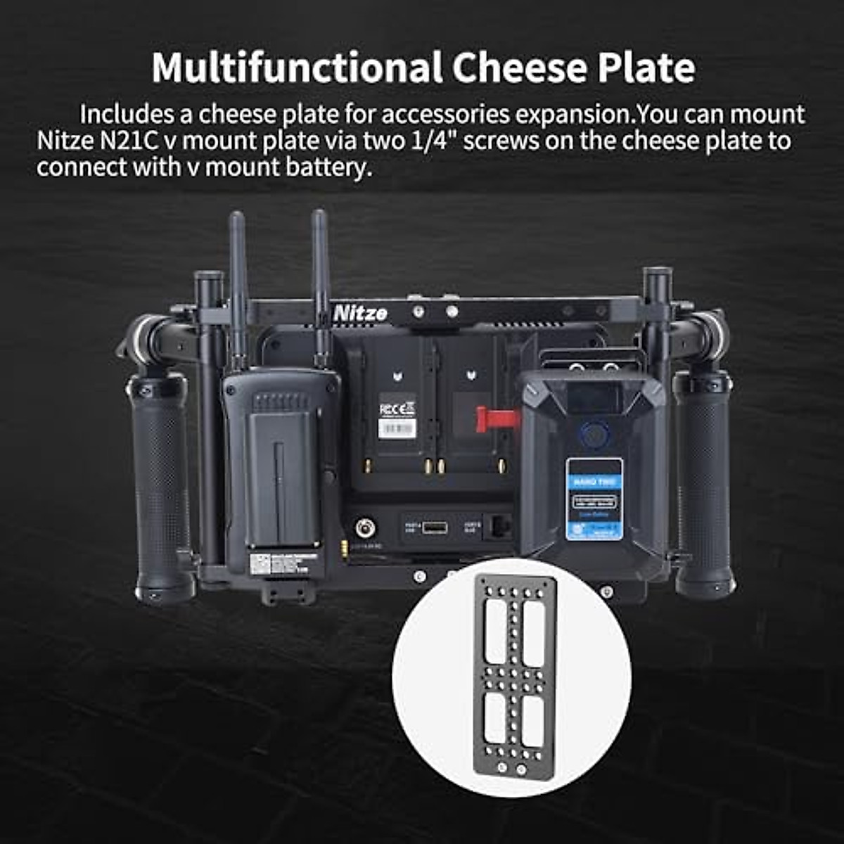 Nitze Director's Monitor Cage with Adjustable Handles for up to 9 Inch LCD Monitor Universal Monitor Cage - JSQ-002