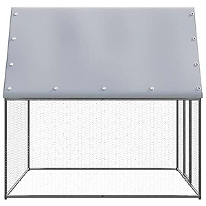 vidaXL Outdoor Chicken Cage Pet Supply Small Animal Habitat Cage Water-resistant Roof Hen House Chicken Run Coop 9.8'x39.4' Galvanized Steel