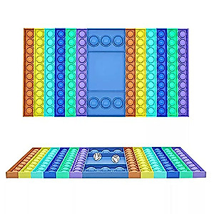 BD&M Chess Board Pop Push It Game Fidget Big Size Large Toy Rainbow Play Bubble Popper with Dice Sensory Toys Gift for Kids Adults