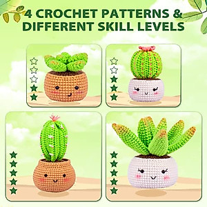 Crochetta Crochet Kit for Beginners - Beginner Crochet Starter Kit with Step-by-Step Video Tutorials, Learn to Crochet Kits for Adults and Kids, DIY Knitting Supplies, 4 Pack Plants Family(40%+ Yarn)