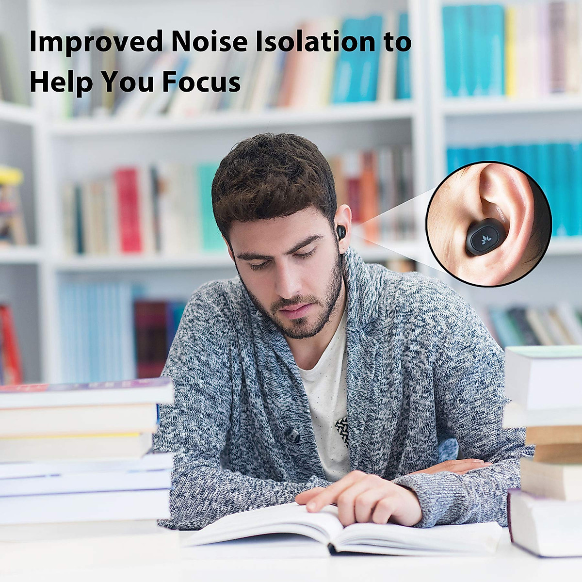 Avantree TW115 Tiny True Wireless Bluetooth 5.0 Earbuds Earphones for Small Ear Canals, with Noise Isolation & Mic, Secure Fit for Sport, 36H in Ear Headphones with Wireless Charging Case (Black)