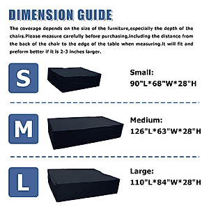 XIZZI Patio Furniture Covers Square Table and Chair Cover-210D Black Silver Coated Waterproof Outdoor Sectional Sofa Set Cover Fits up to 110"L x 84"W x 28"H,Black