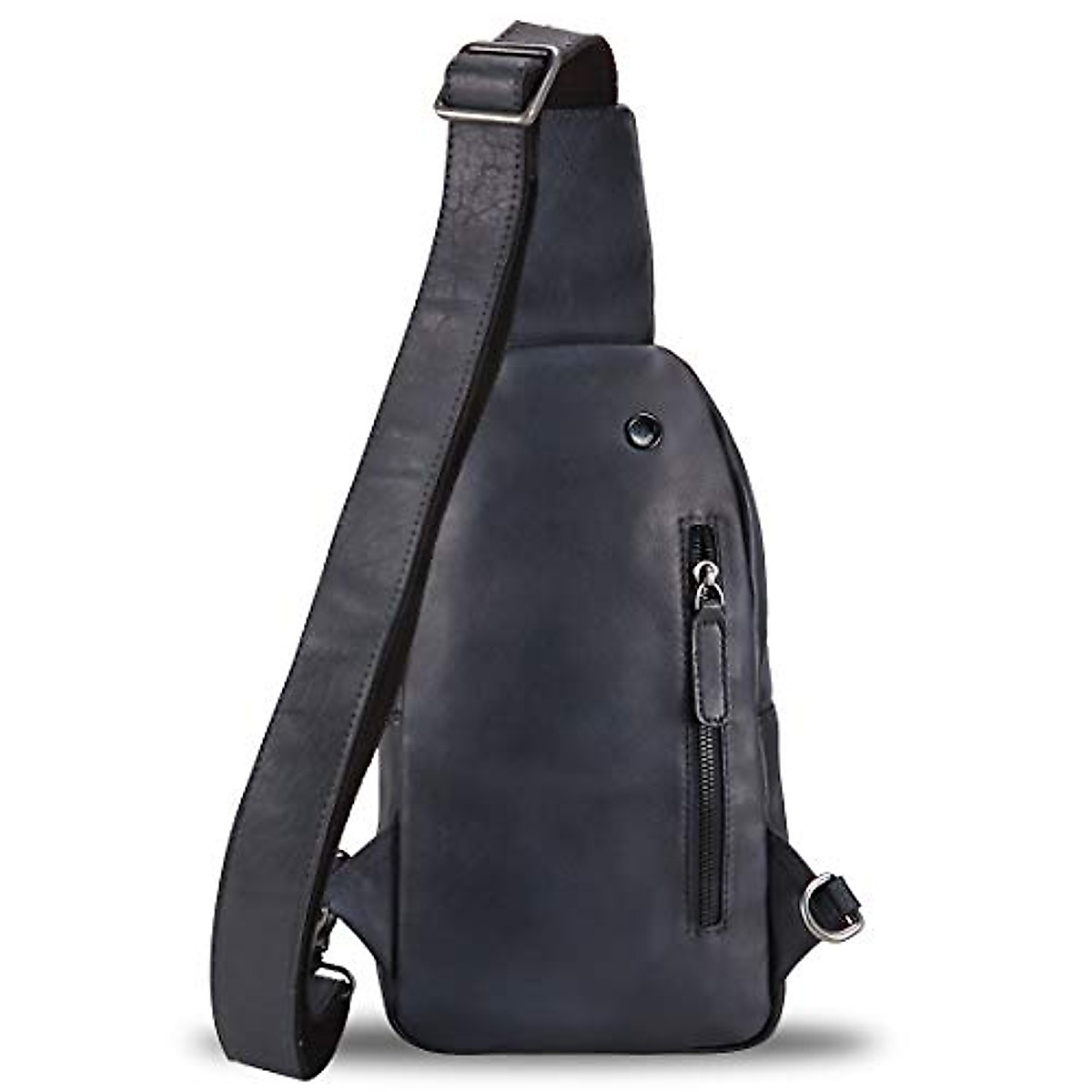 Genuine Leather Sling Bag Crossbody Purse Handmade Hiking Daypack Retro Shoulder Backpack Vintage Chest Bag (Darkgrey)