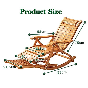 Wooden Folding Rocking Chair Zero Gravity Chair Garden Deck Chairs Reclining Sun Lounger Chairs,Patio Rocking Chairs Bamboo Loungers for Heavy Duty Adults Elderly