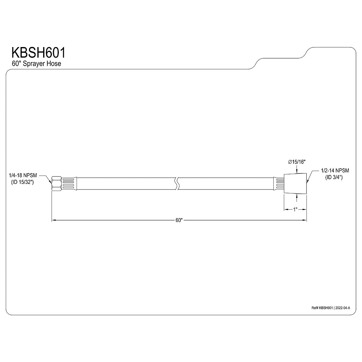 Kingston Brass KBSH601 60-Inch Kitchen Side Sprayer Hose, Gray/Polished Chrome