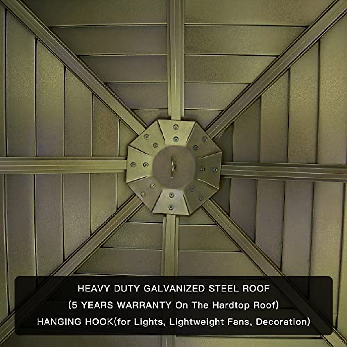 Domi 10'x10' Outdoor Hardtop Gazebo Permanent Canopy with Galvanized Steel Single Roof, Aluminum Frame,Curtains and Netting for Patios,Backyard,Lawns