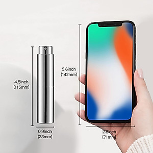 LISAPACK 8ML Atomizer Perfume Spray Bottle for Travel (2 Pack), Empty Cologne Dispenser, Portable Sprayer (Glossy Black&Silver)