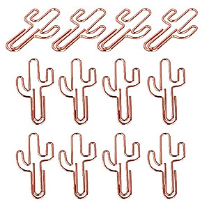 30Pcs Cactus Paper Clips Rose Gold Bookmarks Metal Marking Clips for Office Supplies School Gifts Wedding Decoration