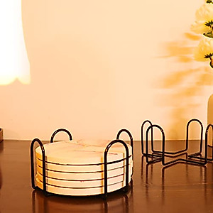 Coaster Holder, 4 PCS Metal Holder for Square or Round Coaster Sets Home Wrought Iron Shelf Decoration (Style 1)