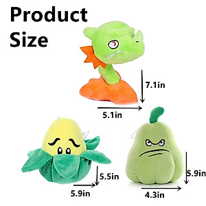 JHESAO 3 PCS Plants and Zombies Snapdragon Plush Plants Sets Zombies Toy Snapdragon, 1 2 Stuffed Soft Squash Doll, Corn PVZ Plushies Figure Doll Chili New