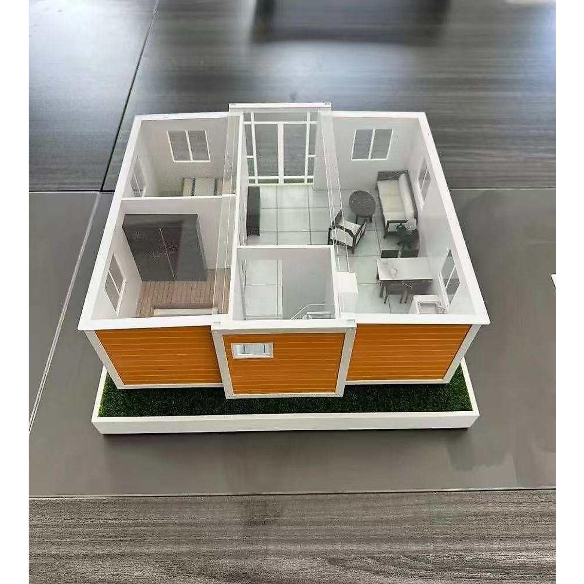 Prefab Expandable Portable House, 19x20 ft, Tiny House with 2 Bedroom Fully equiped Bathroom and Kitchen