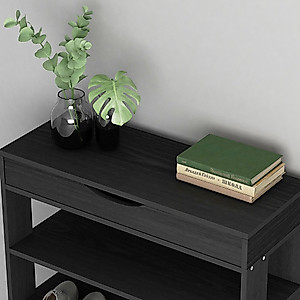 sogesfurniture 5-tier Wooden Shoes Rack Organizer with Storage Compartment, Free Standing Shoe Storage Shelf for Entryway, Living Room, Hallway, Doorway (29.5" Black)