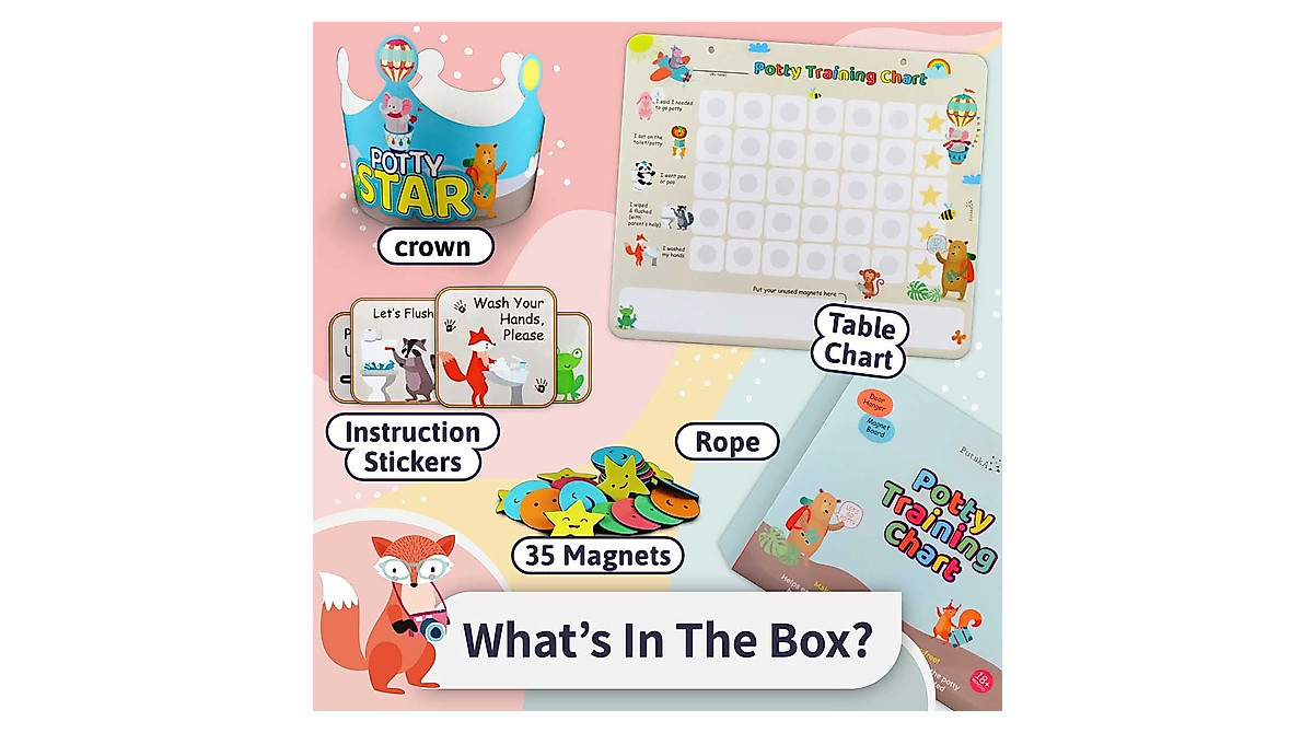 Animal Potty Training Chart for Toddlers Boys & Girls | Fun Rewards Sticker