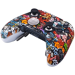 9CDeer 1 x Protective Customize Transfer Print Silicone Cover Skin Small Skulls + 6 Thumb Grips Analog Caps for Xbox Elite Wireless Controller Compatible with Official Stereo Headset Adapter