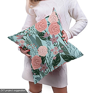 Ambesonne Botanical Fabric by The Yard, Arrangement of Flowers Blooming Garden Art, Decorative Fabric for Upholstery and Home Accents, 1 Yard, Teal Coral