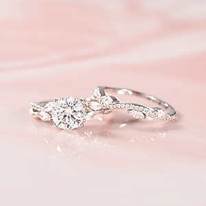 Mameloly 1.5ct Wedding Rings for Women Round Bridal Ring Sets Plated Horse Eye Cubic Zirconia Engagement Rings Twisting Infinity Pave Set Size 8