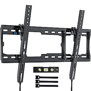 Pipishell Tilt TV Wall Mount for Most 26-75 inch Flat or Curved TVs up to 132 lbs, Wall Mount TV Bracket with Tilt, Low Profile, Max VESA 600x400mm, TV Mount Fits 8-24 inch Wood Studs, PILT5
